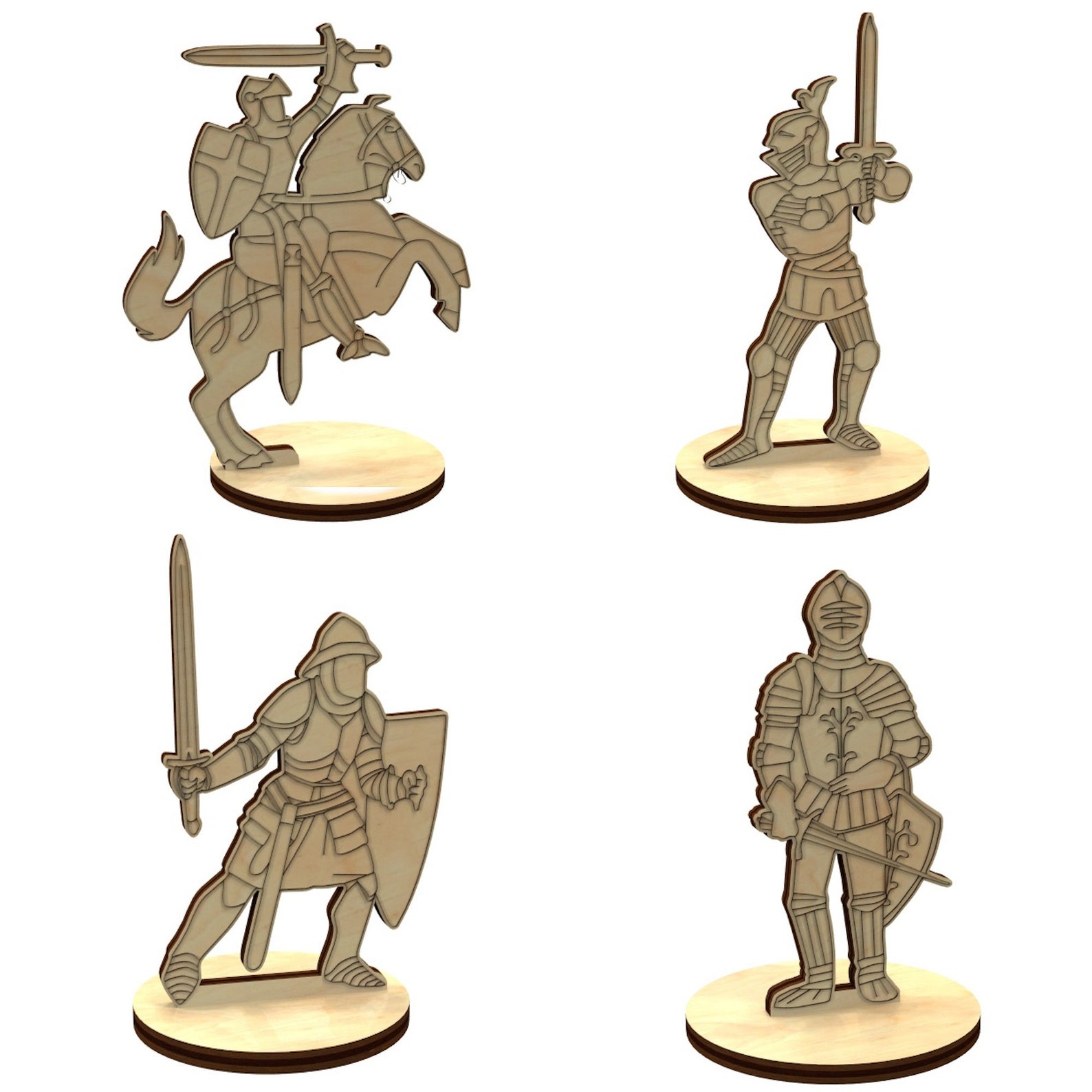 20 Figures of Knights,laser Cut Files, Wooden Medieval Toy Soldiers Set ...