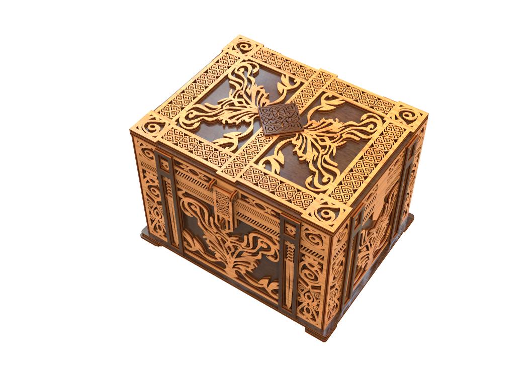 Laser Cut Wooden Secret Compartment Box With Drawers Scandinavian Style ...