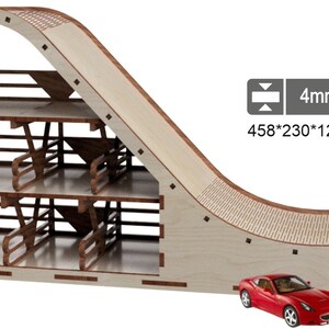 Car Jumping Ramp, Laser Cut Files. Parking Garage for Toy Cars Digital ...