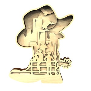3D Cowboy Boot SVG - Multilayer SVG Laser Cut File for Glowforge 6 ...