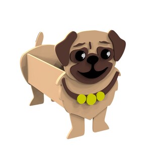 Pug Planter Pattern, Dog Wood Planter, DIY Garden Ornament Flower Pot ...