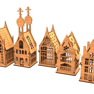 Christmas Town Laser Cut Files Santa Claus House City Scene With 3d ...