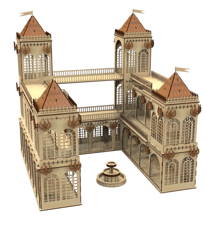 Wooden Toy Medieval Castle in the French Style, 10 Figures of ...