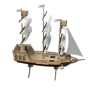 Ship Boat - SVG Laser Cut File, Laser Cut Wooden Sailboat Model Ship 3d ...