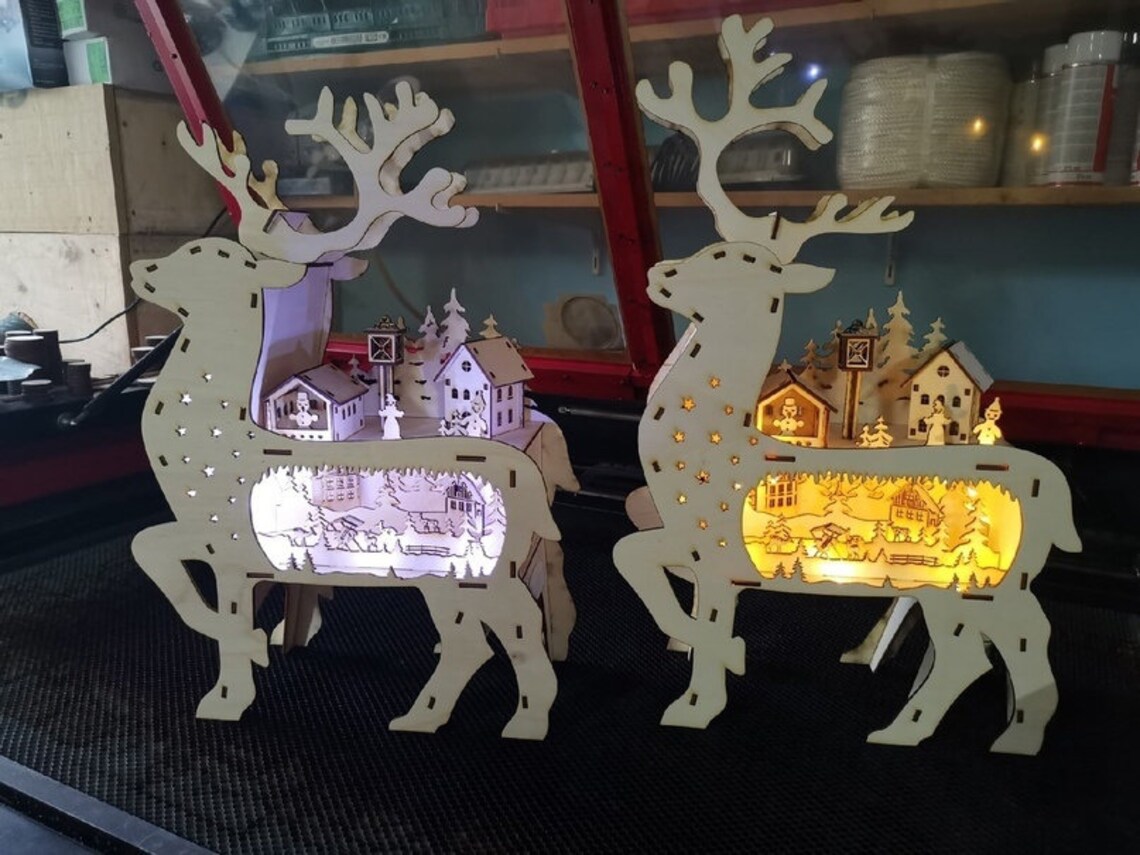 Home Christmas Reindeer Light Arch,wooden Laser Cut ,with Many Details ...