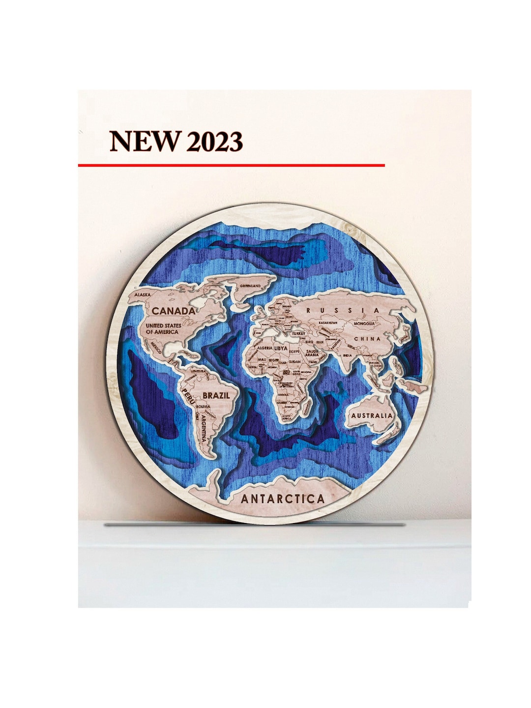 6 Layer 3d Map Of The World Multi Layer Panellaser Cut File 3d Wood World Map Antistress