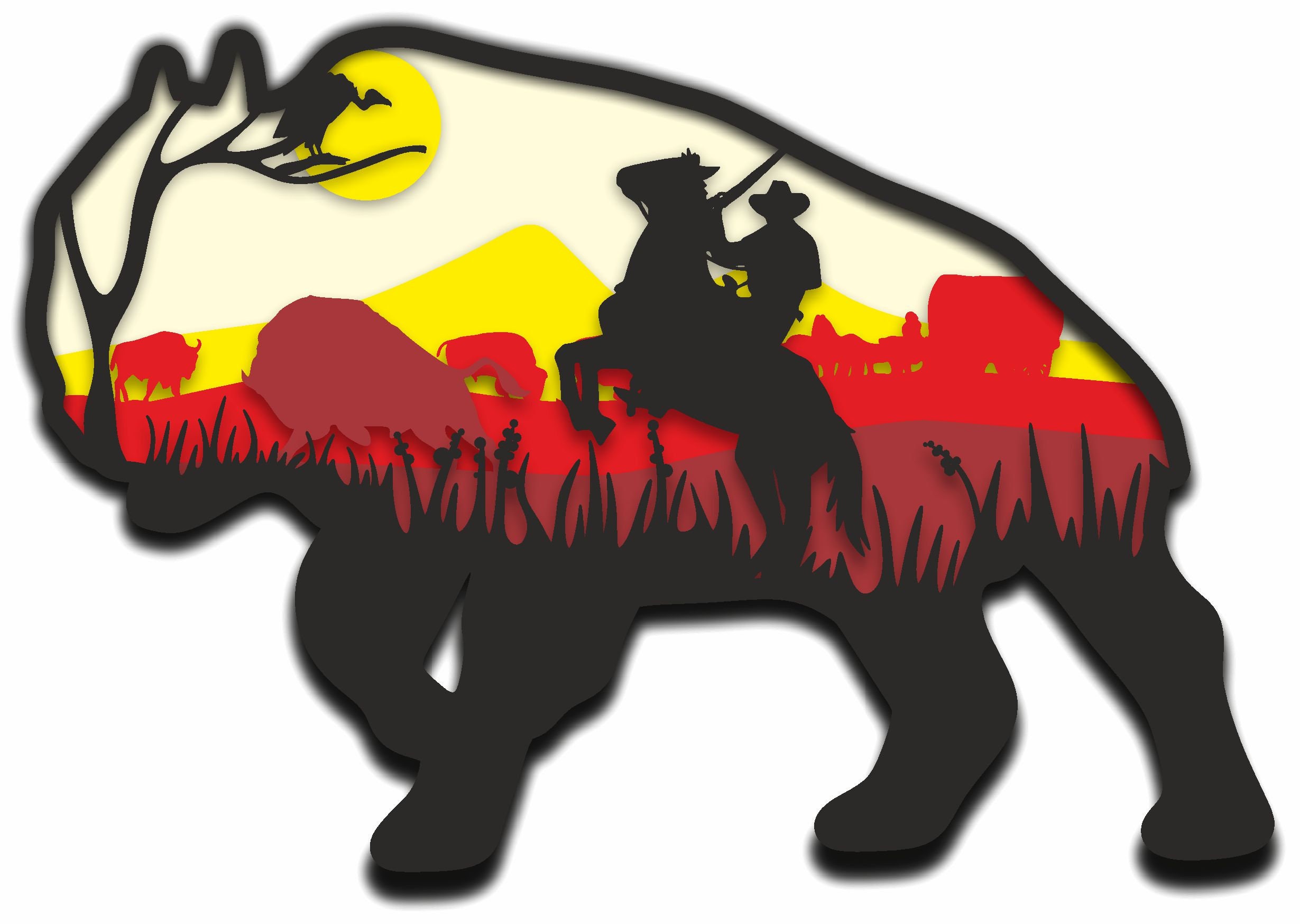 Buffalo Multilayer Laser Cut Files Buffalo Cut File 3D Layer - Etsy