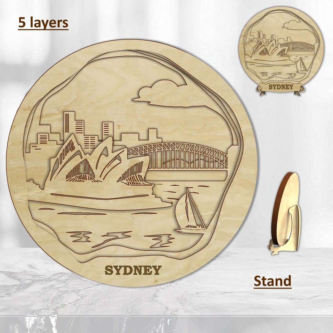 Sydney 3d Multilayer Panel Laser Cut Files, 5-layers Sydney Art Layered ...
