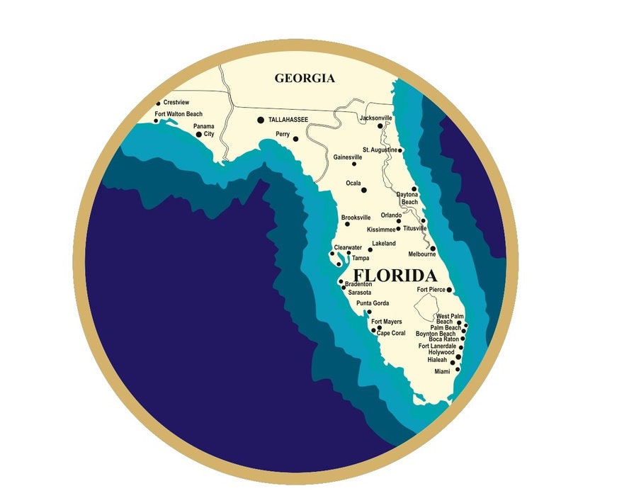 6 Layer 3D Florida Map , Multi -layer Panel,laser Cut File. 3D Wood ...
