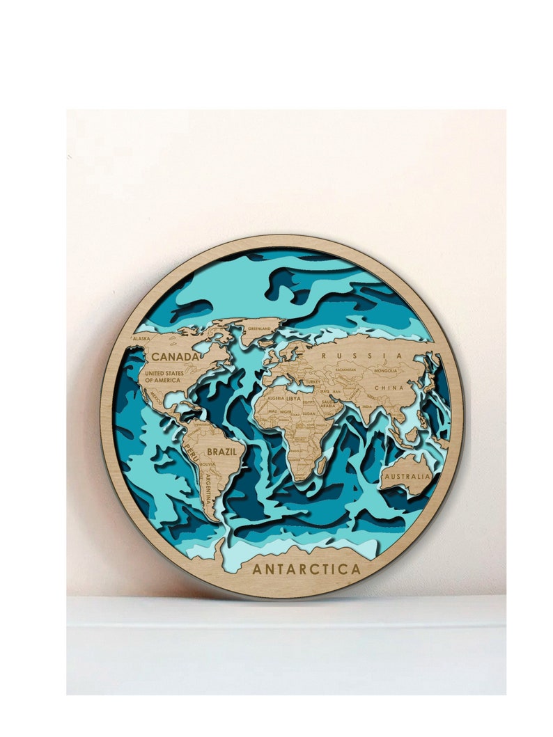 Mapa 3D del mundo panel multicapa archivo de corte láser. 3D - Etsy España