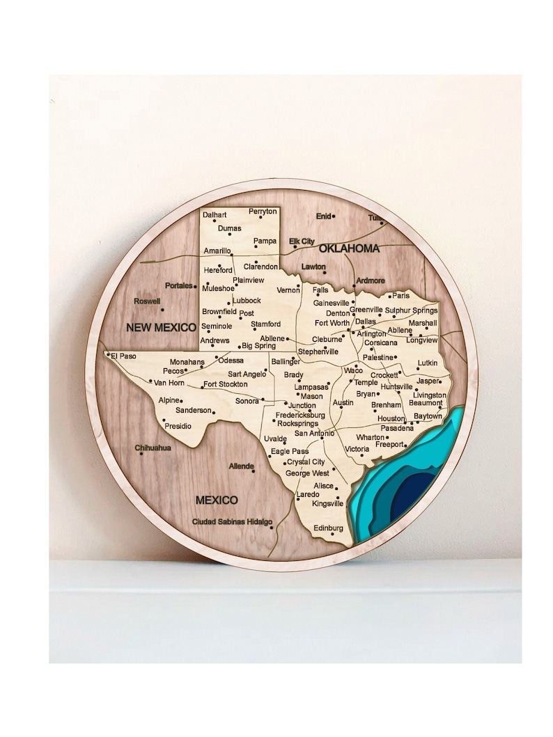 7 Layer 3D Texas Map , Multi -layer Panel,laser Cut File. 3D Wood Texas ...