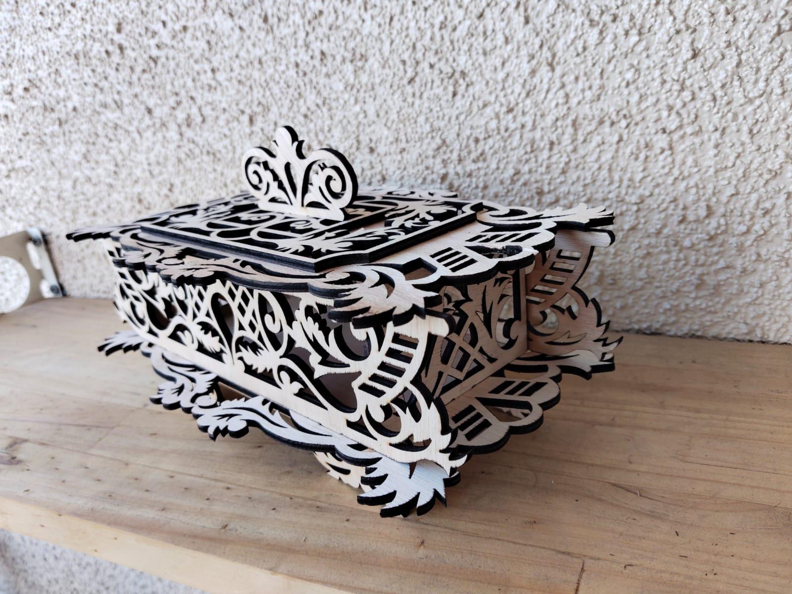 Laser Cut Wooden Jewelry Box Living Hinge Gift Box Svg File Glowforge ...