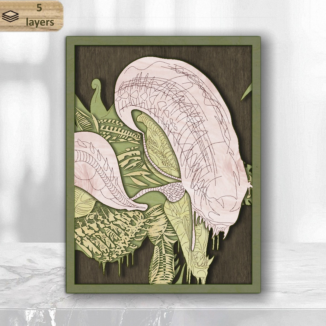 Alien 3d Laser Cut File - 3d Glowforge File - Alien - Laser Engraving ...