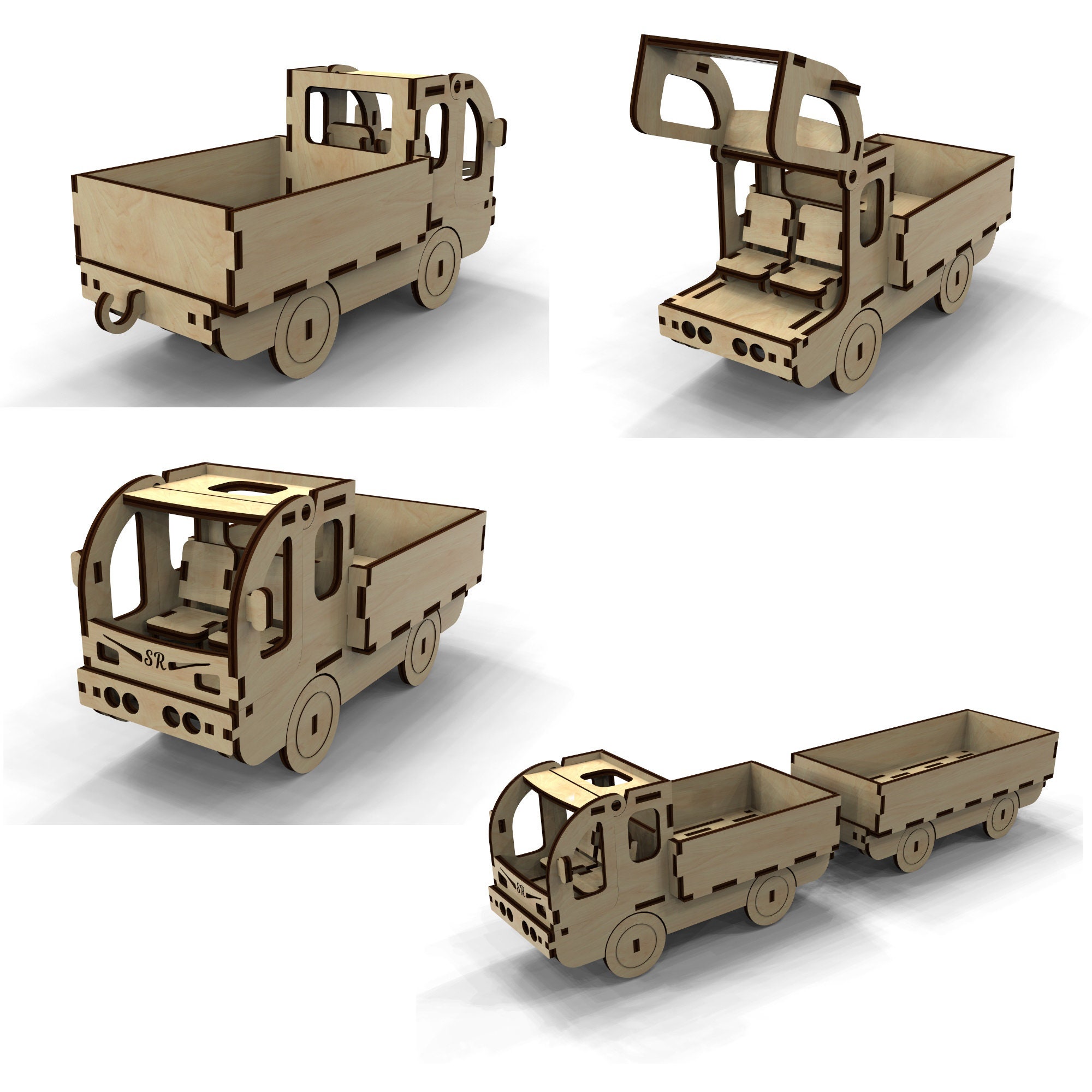Set of Mini Cars for Laser Cutting, Car 3D Model Puzzle Laser Car ...