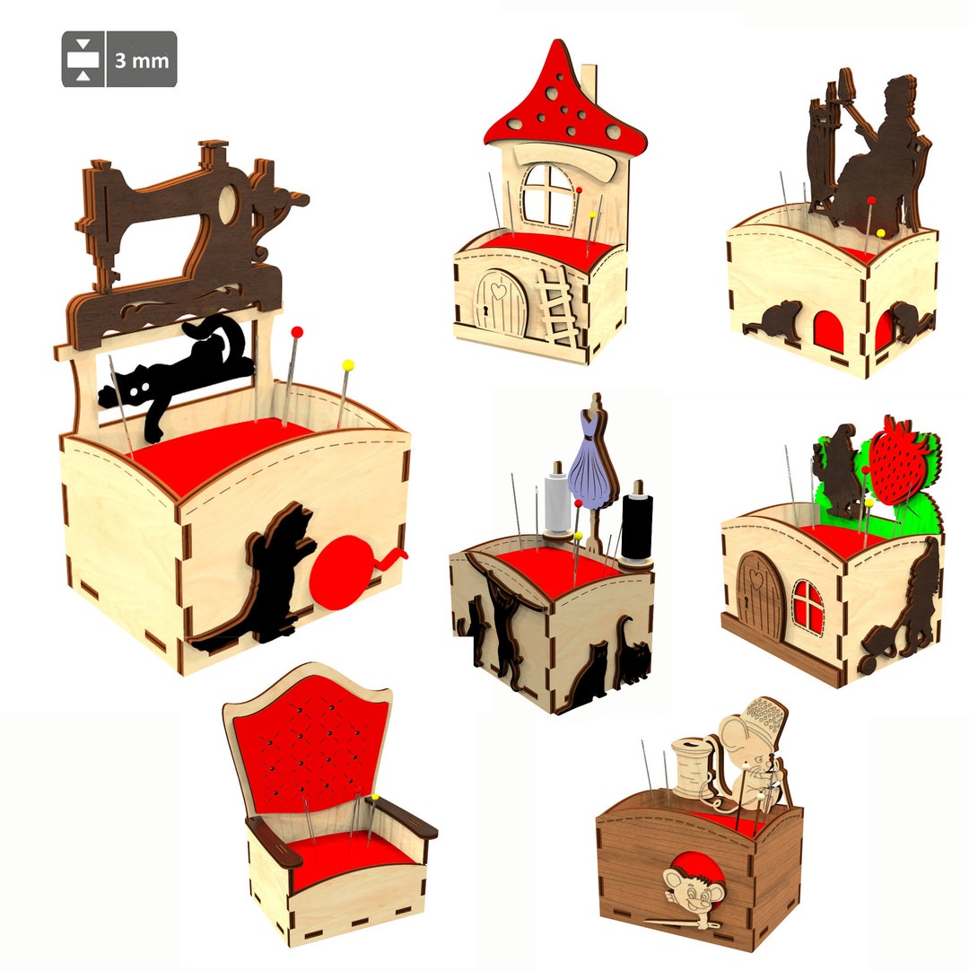 Wood Needle Boxes-laser Cut Files,set of 7,mini Wooden Needle Case Box ...