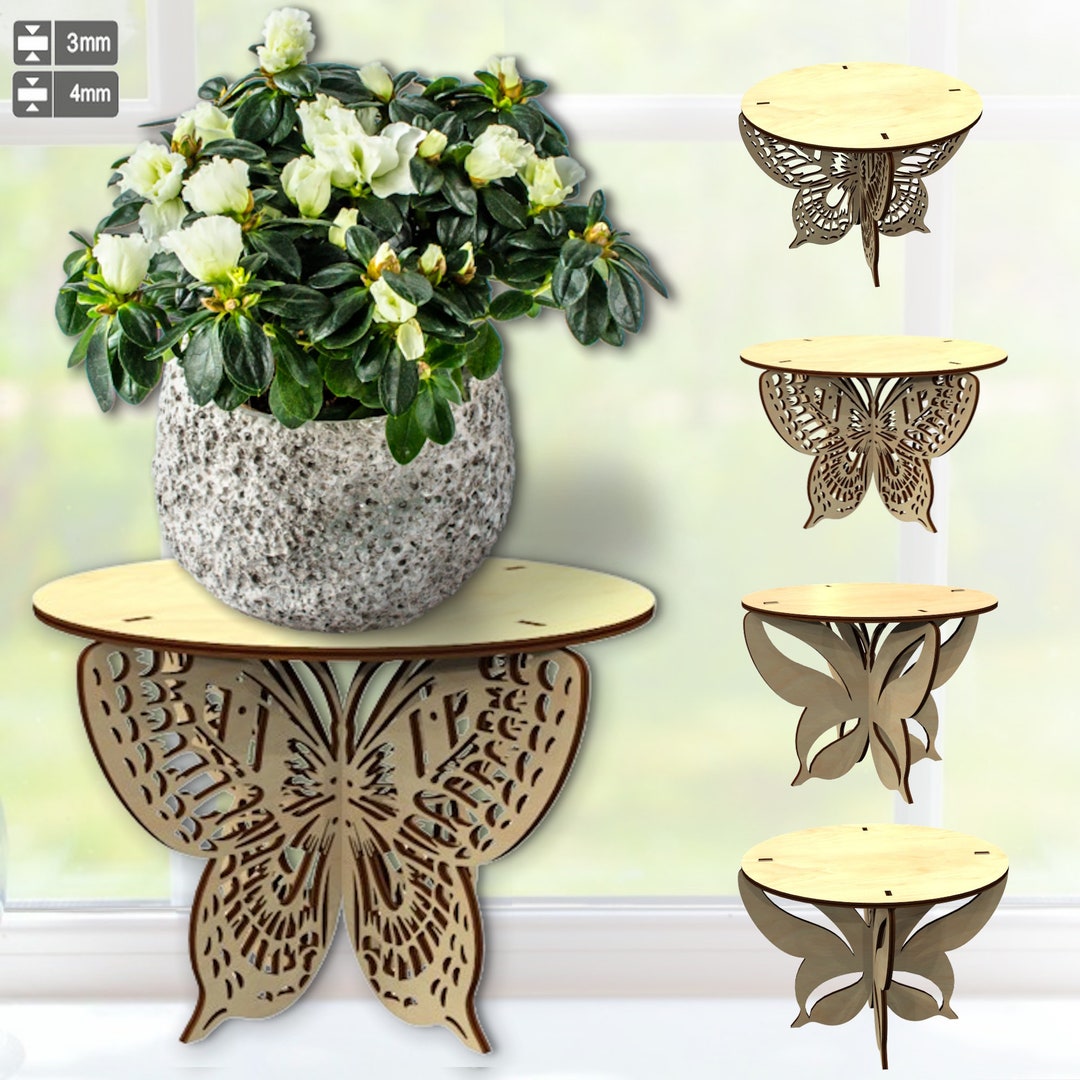 3D Butterfly Plant Pot Stands Laser Cut,set of 2 Potted Plant Stand ...