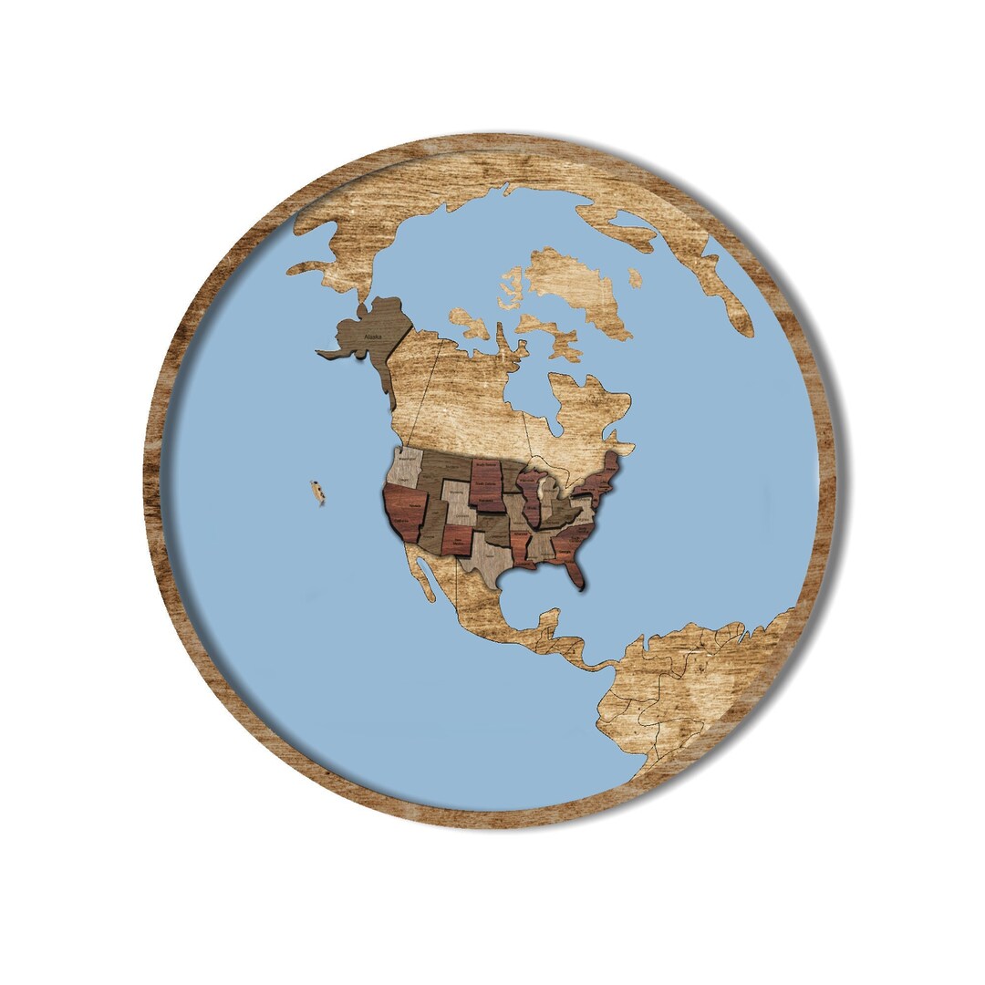 5 Layer 3D Map of the USA, Multi -layer Panel,laser Cut File. 3D Wood ...