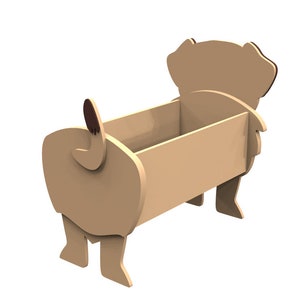 Pug Planter Pattern, Dog Wood Planter, DIY Garden Ornament Flower Pot ...