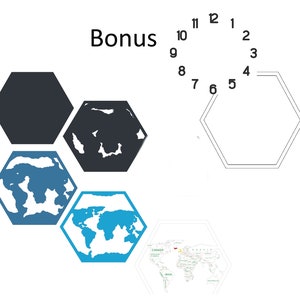 5 Layer Hexagon 3D Map of the World, Multi -layer Panel,laser Cut File ...