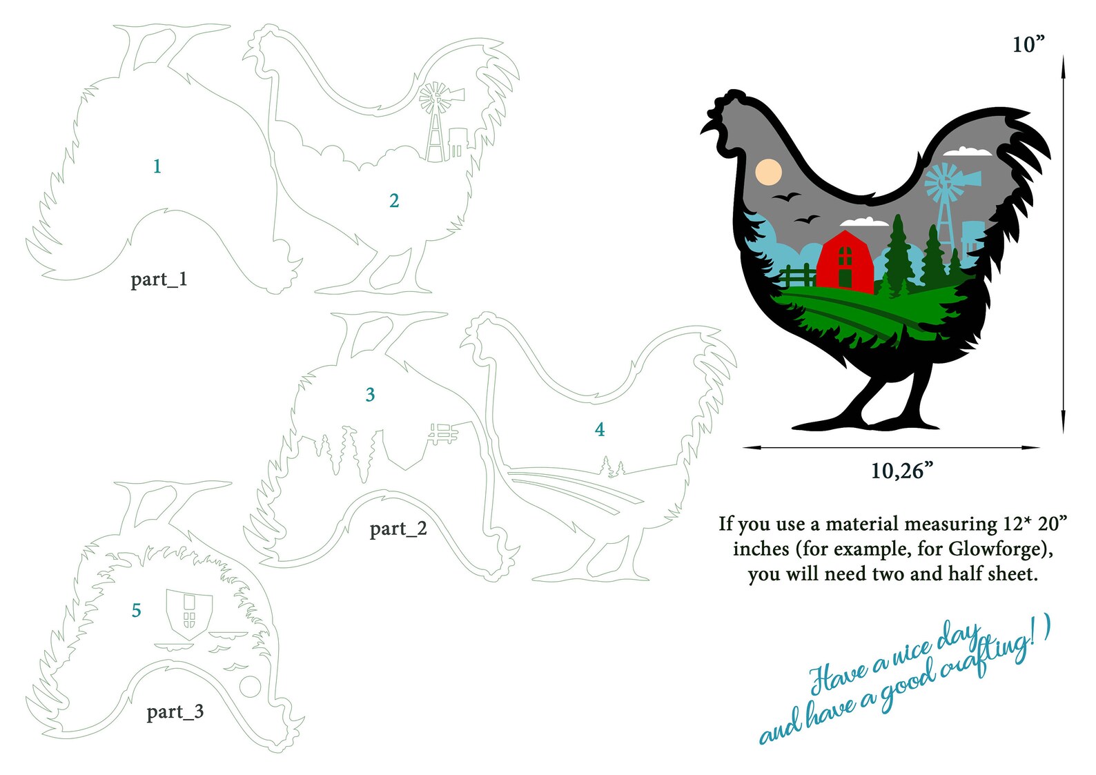 Chicken Farmhouse Laser Cut Files Glowforge Files SVG/DXF/CDR - Etsy