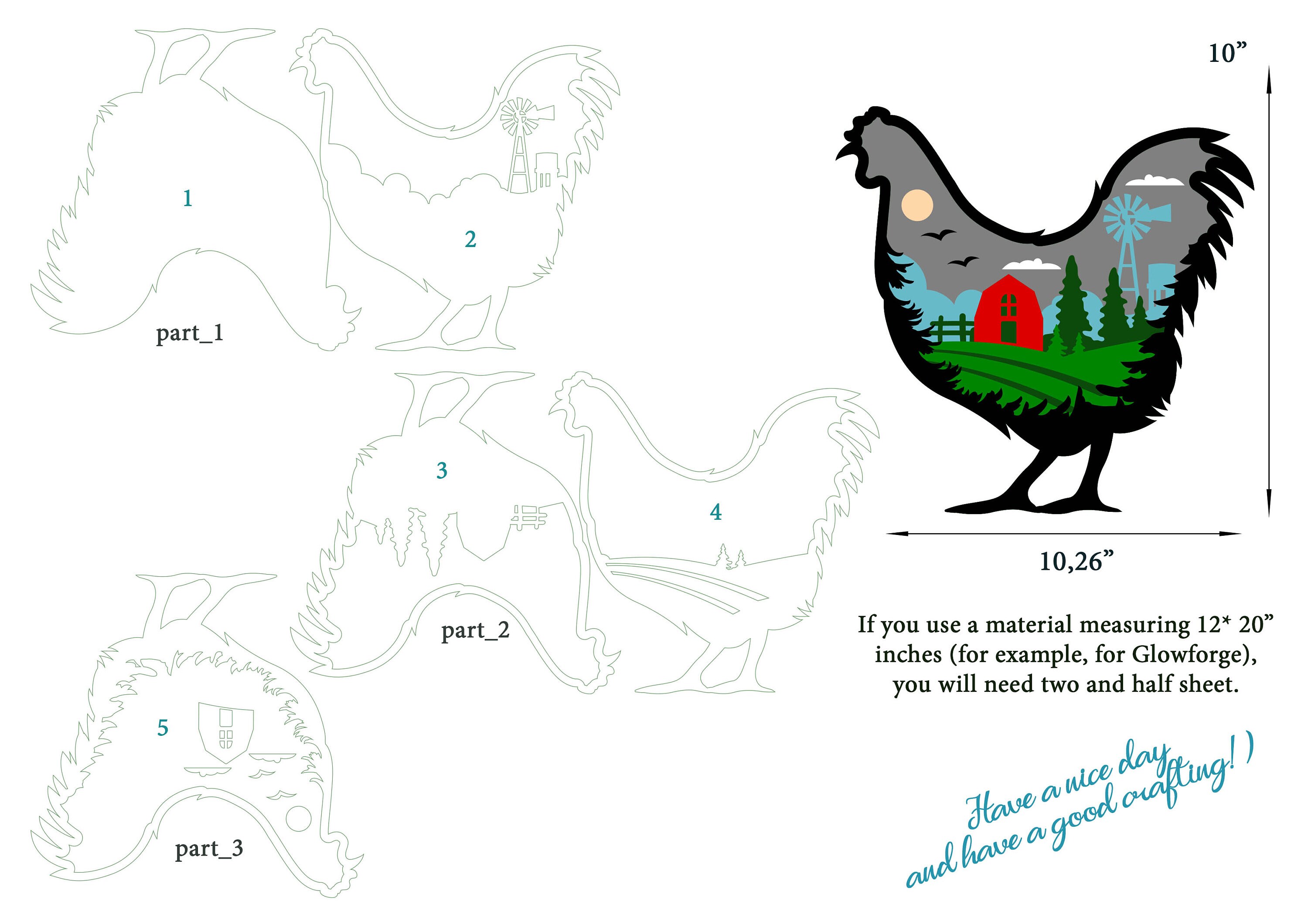 Chicken Farmhouse Laser Cut Files Glowforge Files SVG/DXF/CDR Chicken ...