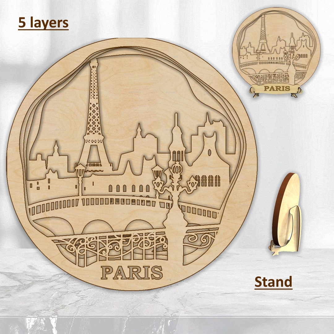 Paris 3d Multilayer Panel Laser Cut Files, 5-layers Paris Art Layered ...
