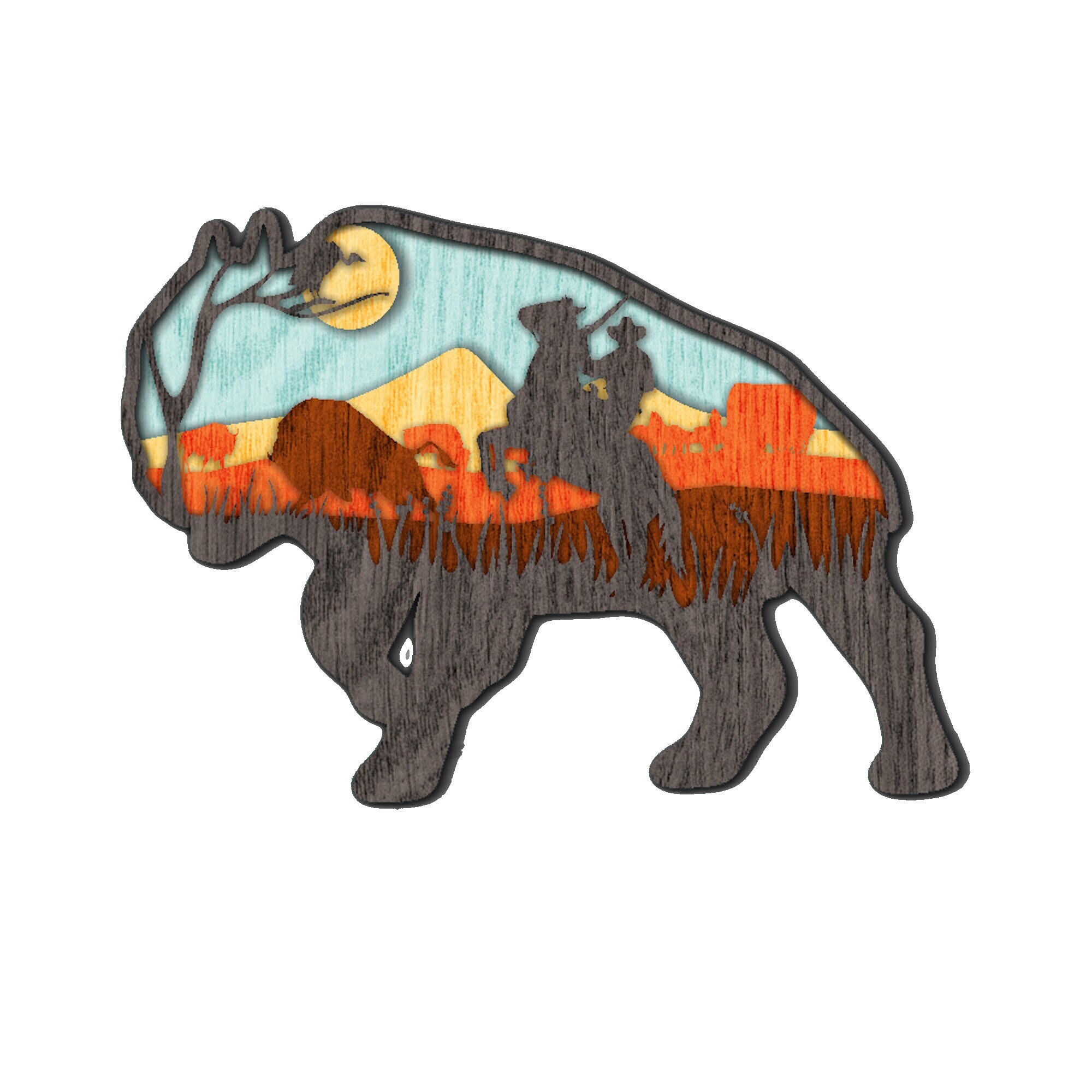 Buffalo Multilayer Laser Cut Files Buffalo Cut File 3D Layer - Etsy