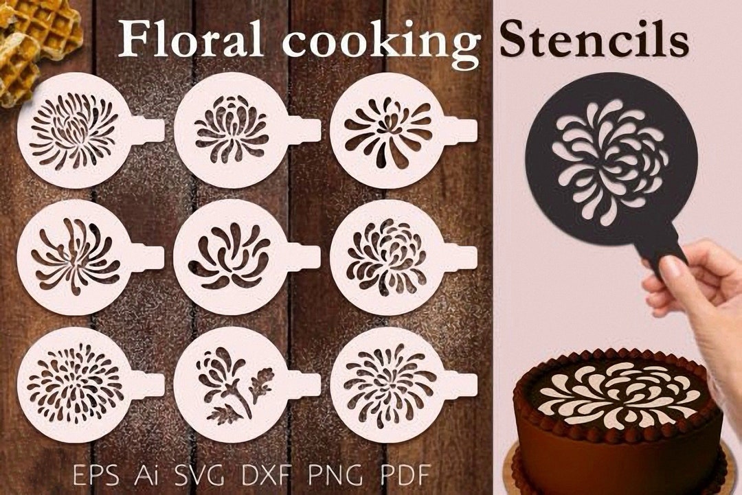 Floral Cooking Stencils SVG Cut File - Etsy