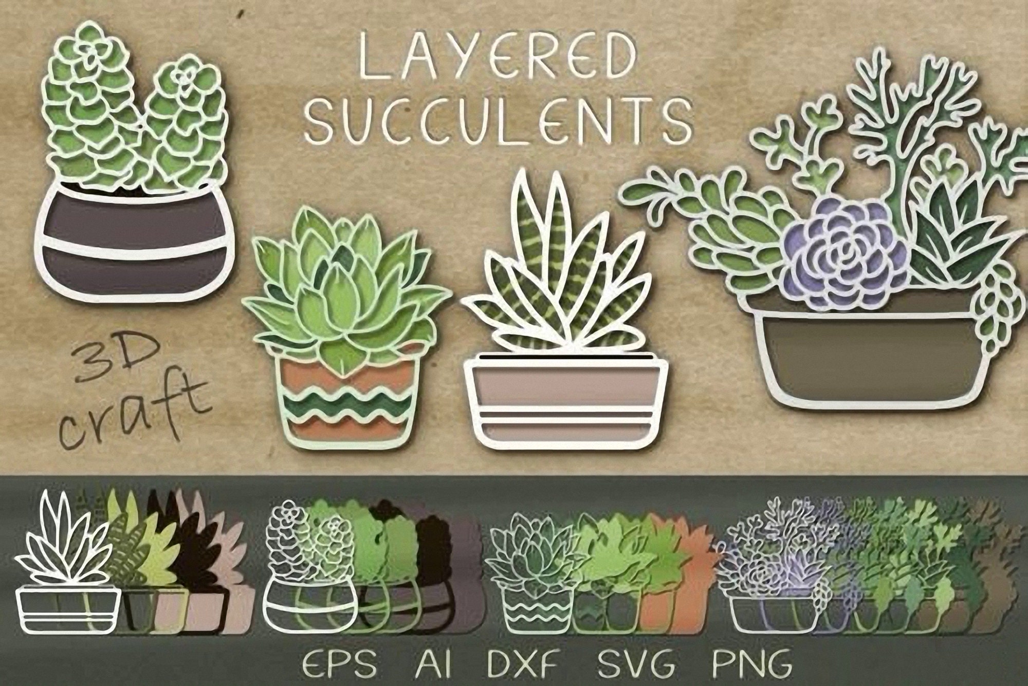Layered Succulents. 3D Craft - Etsy