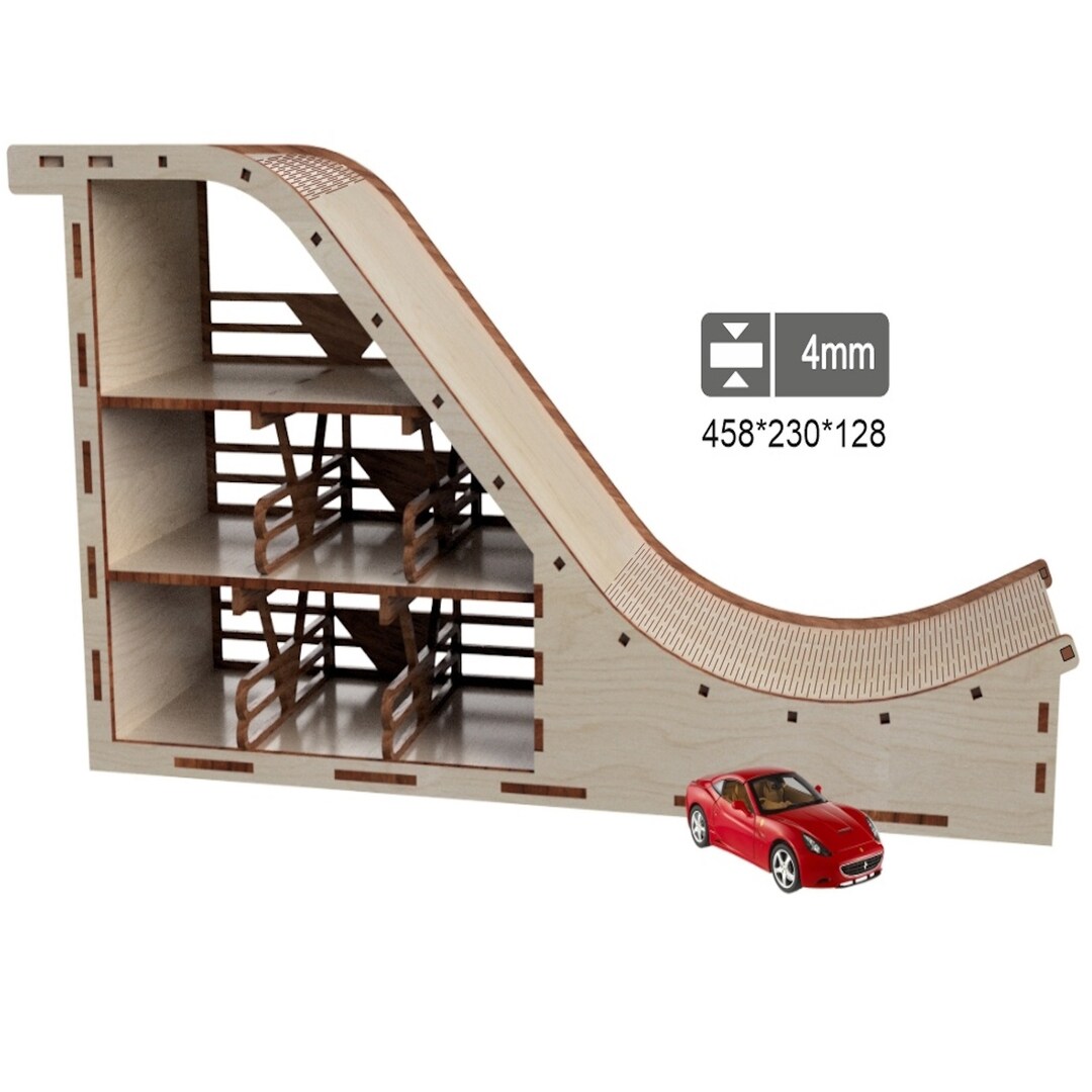Car Jumping Ramp, Laser Cut Files. Parking Garage for Toy Cars Digital ...