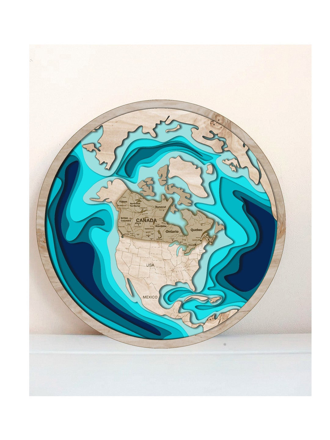 7 Layer 3D Map of the Canada, Multi -layer Panel,laser Cut File. 3D ...