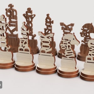 Chess and Chess Pieces Laser Cut Files Wooden Laser Cut Cnc Vector ...