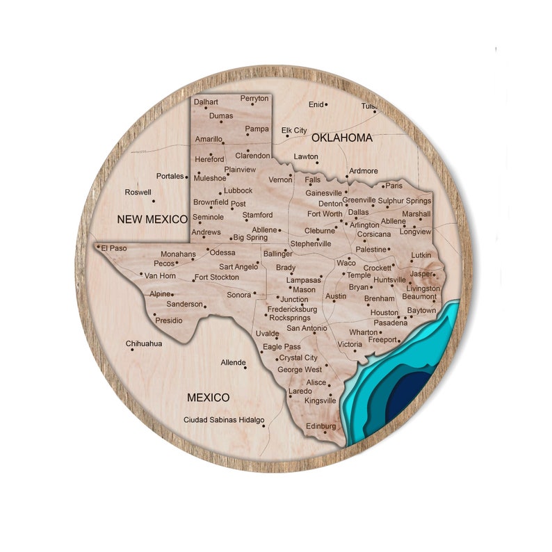 7 Layer 3D Texas Map , Multi -layer Panel,laser Cut File. 3D Wood Texas ...