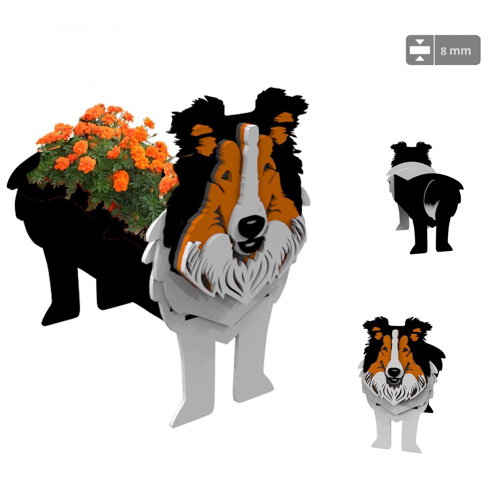 Collie Dog Planter Diy - Wood Planter - Garden Ornament - Wood Pet ...
