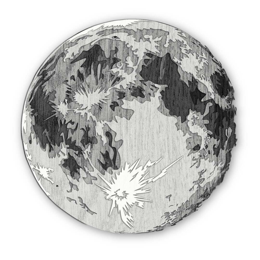 5 Layers Multilayer Full Moon Laser Cut 3D File SVG Detailed Moon Laser ...