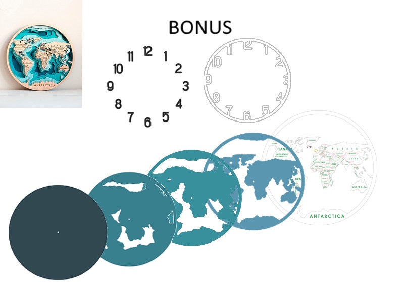 5 Layer 3D Map of the World Multi layer Panellaser Cut - Etsy