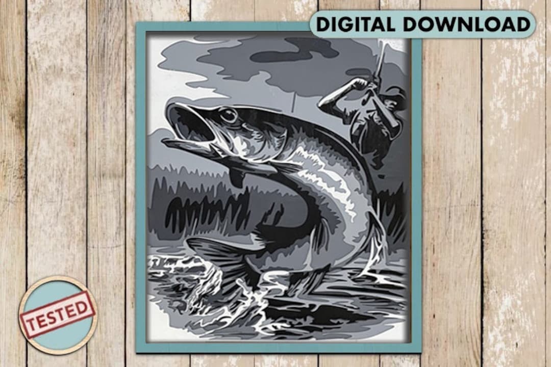 Fishing Laser Cut Files Glowforge Files SVG/DXF/CDR Fishing Panel ...