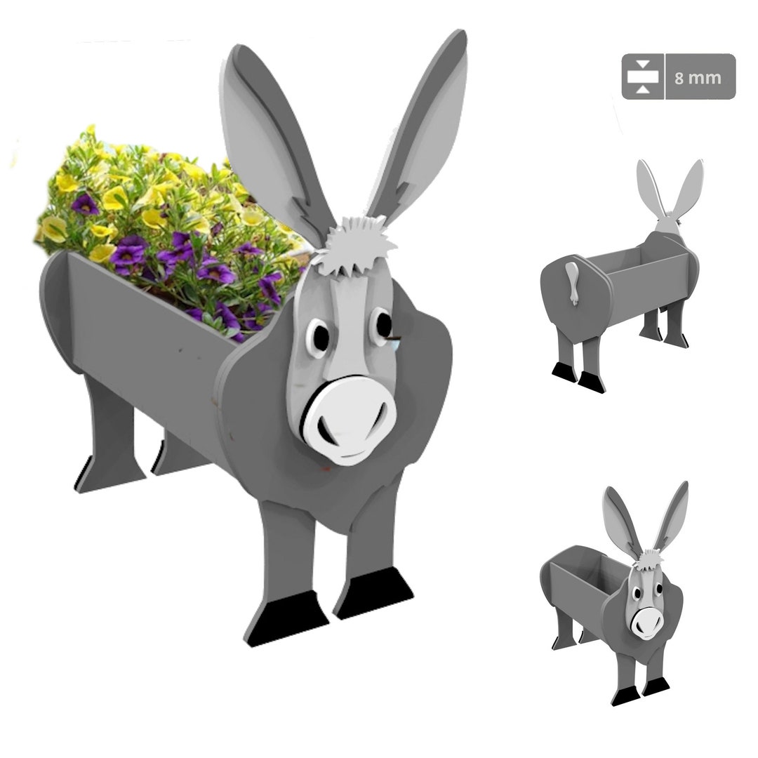 Donkey Planter Pattern, Wooden Planter, Donkey Pet Planter, Donkey Planter, Animal Planter ...