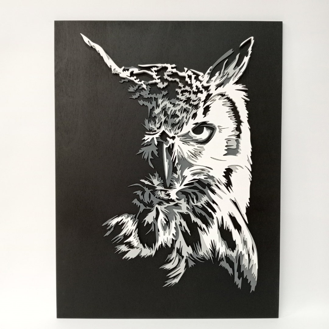 Owl 4 Layer Decorative Panel Laser Cut Files Home Decor, SVG, DWG DXF ...