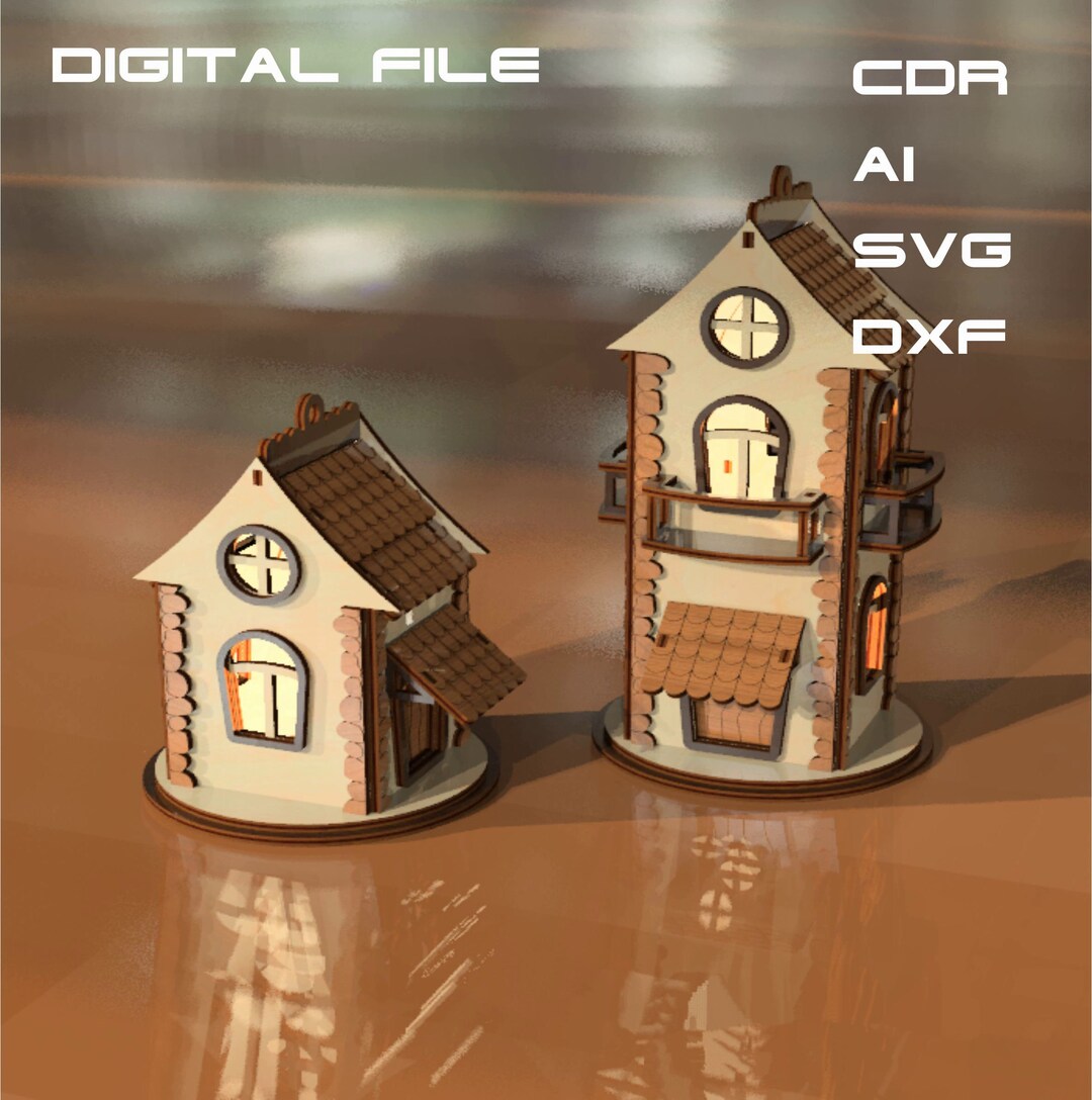 Wooden Little Lamps -laser Cut Files, Set of 2, Light House, Plywood ...