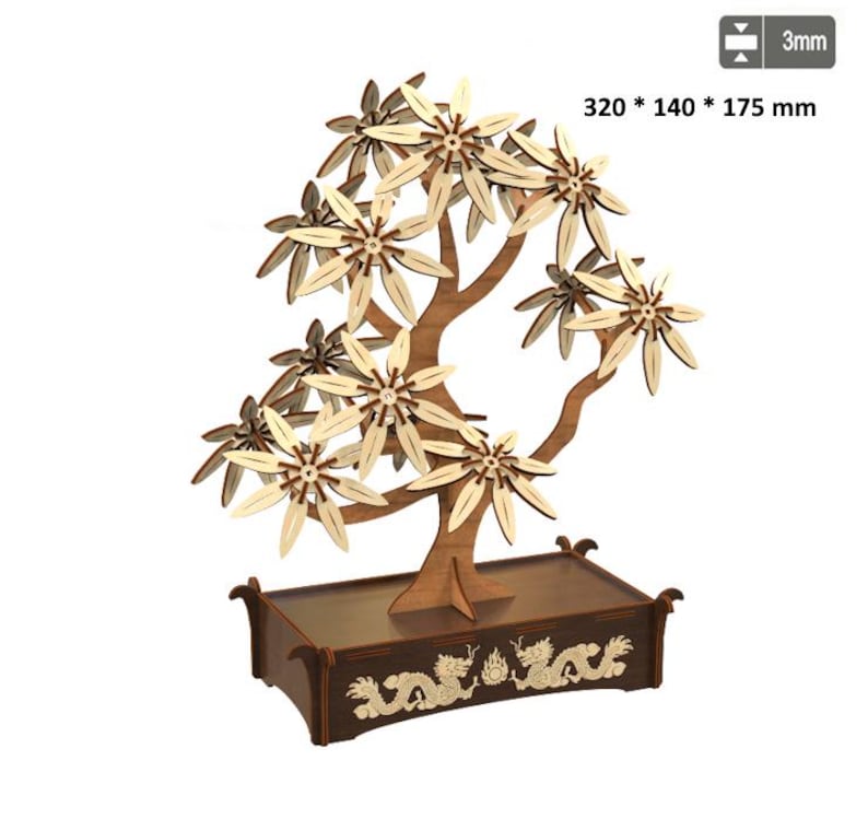 Bonsai Tree Laser Cut File 3D Multilayer Tree DIY Vector Model for 3mm ...