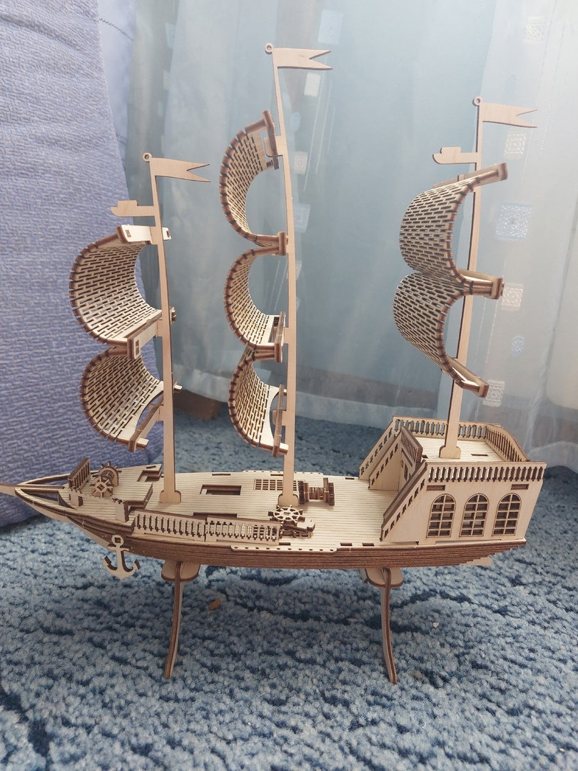 Ship Boat - SVG Laser Cut File, Laser Cut Wooden Sailboat Model Ship 3d ...