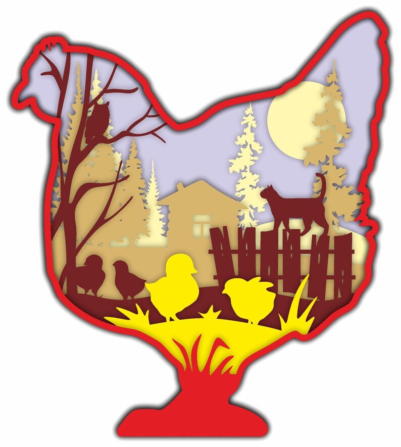 Chicken Svg,chicken Farmhouse Laser Cut Files Glowforge Files 6 Layer ...
