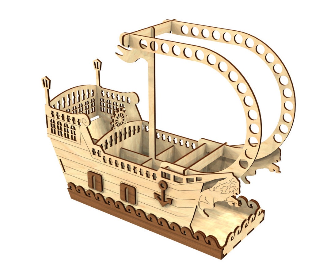Laser Cut Boat Pencil Holder Svg File Glowforge Holder Wood Svg File ...