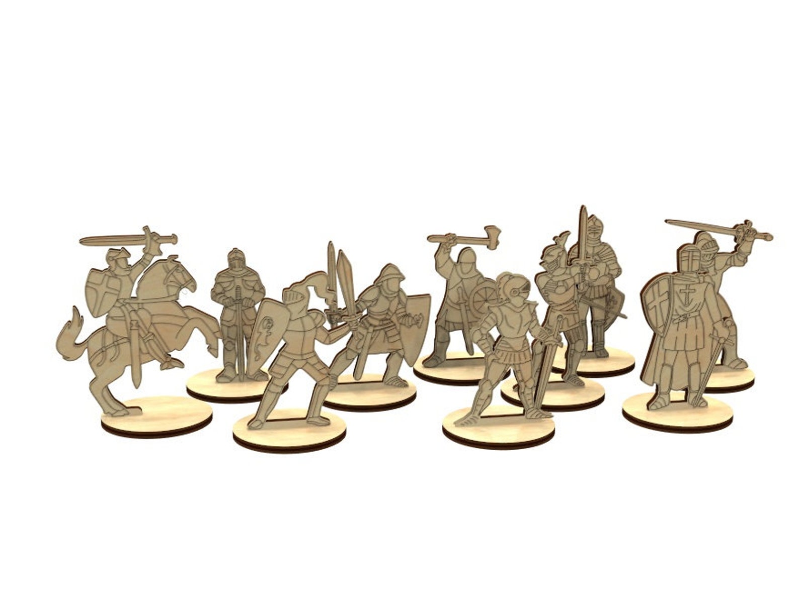 20 Figures of Knights,laser Cut Files, Wooden Medieval Toy Soldiers Set ...