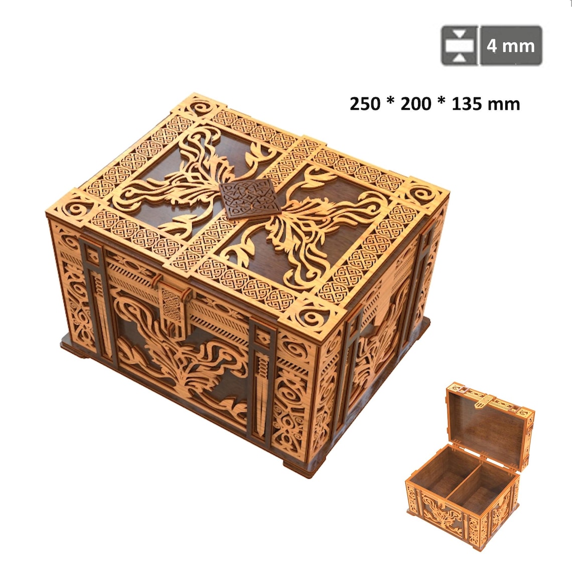 Laser Cut Wooden Secret Compartment Box With Drawers Scandinavian Style ...
