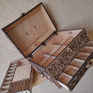 Laser Cut Wooden Jewelry Box With Drawer Svg File Glowforge Holder ...