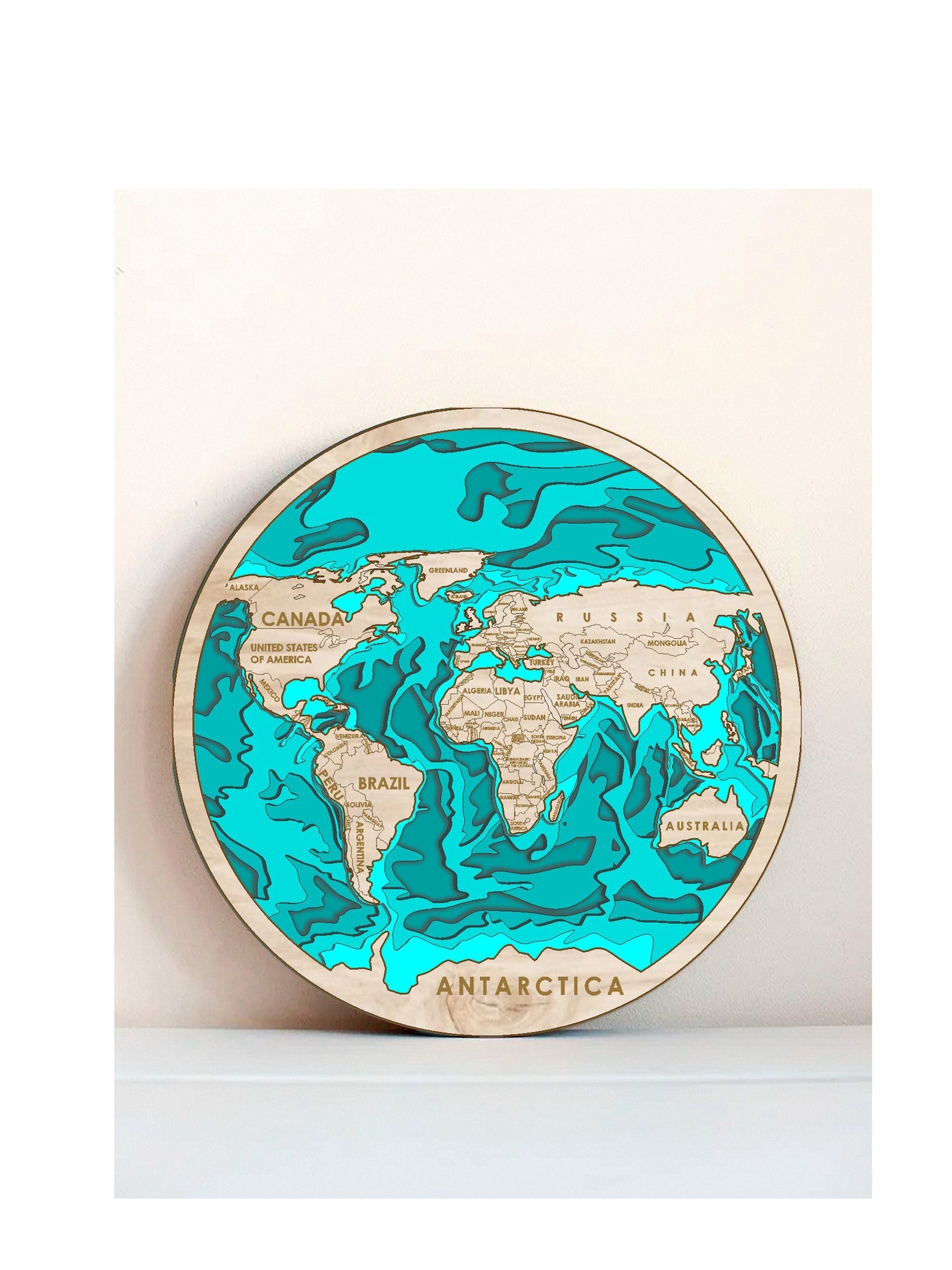 3D Map of the World, Multi -layer Panel,laser Cut File. 3D Wood World ...
