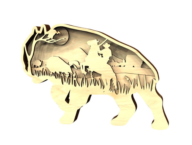 Buffalo Multilayer Laser Cut Files Buffalo Cut File 3D Layer - Etsy