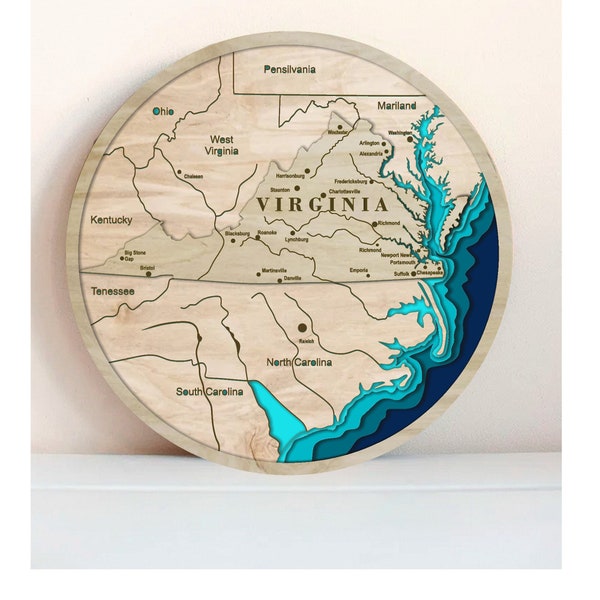 3d Map of Virginia - Etsy
